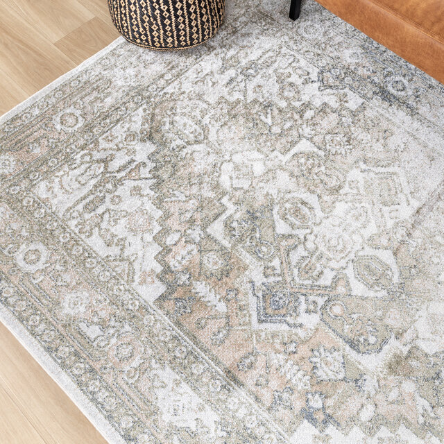 Waschbarer Teppich - Nova Aztec Olivgrün - Volero