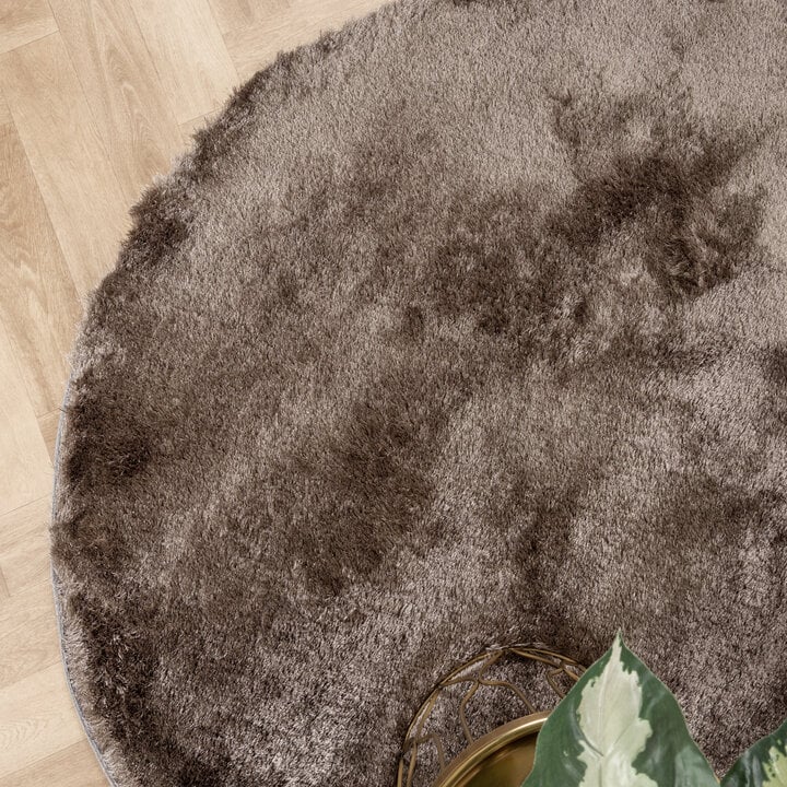 Hochflor Teppich Rund - Glorious Silber Grau - Volero