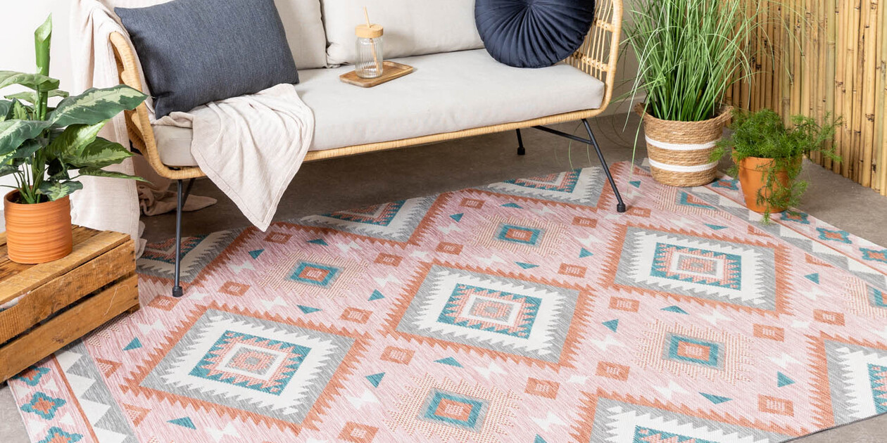 Outdoor Teppich Boho - Vedra Aztec Rosa