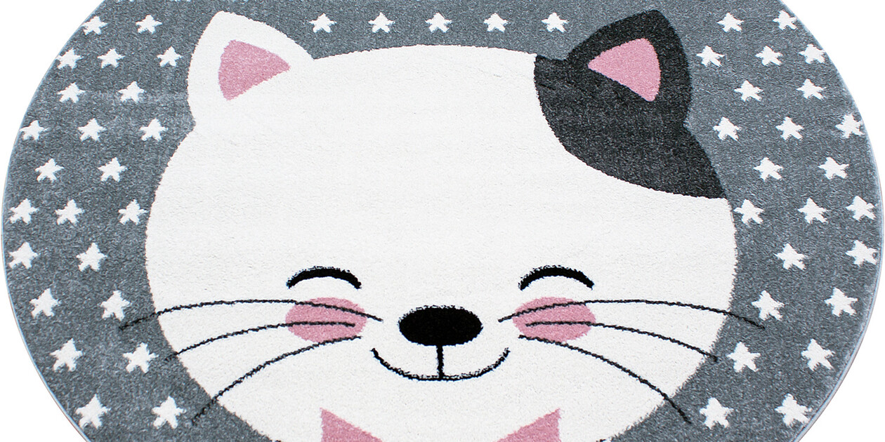Kindertepppich Rund - Anna Katze Rosa - Volero