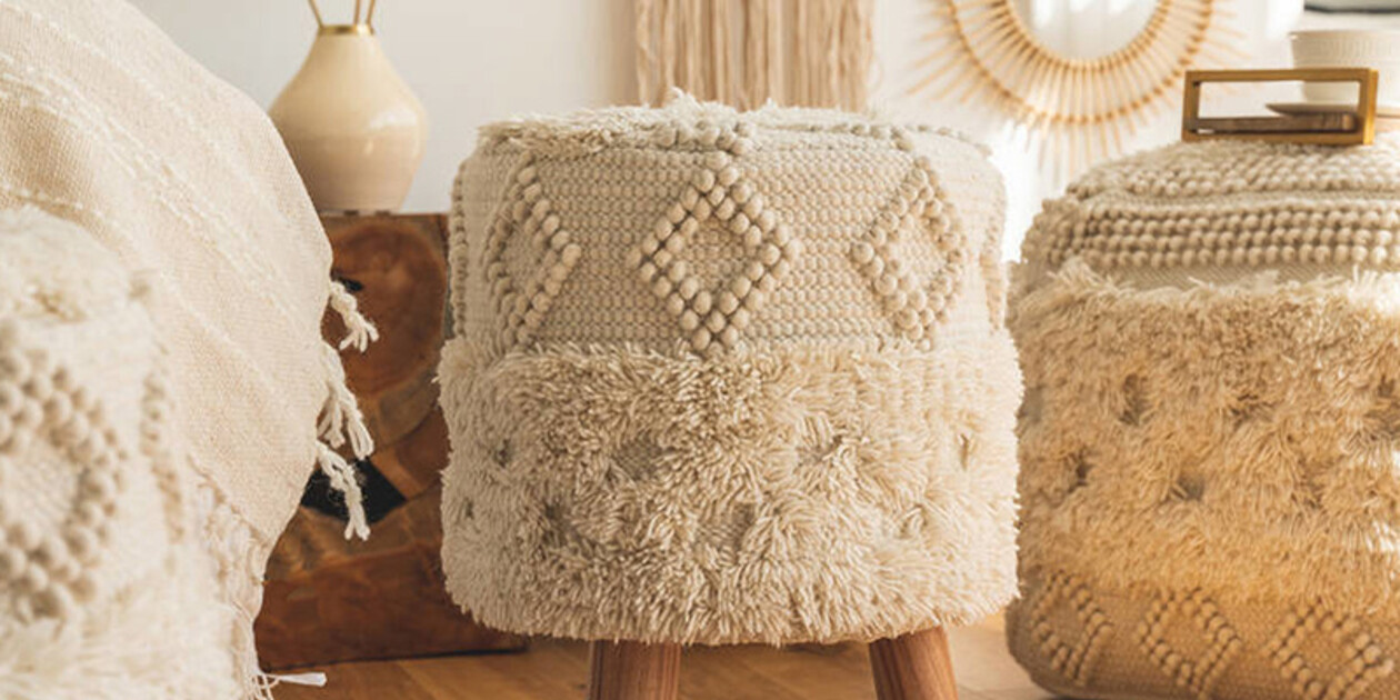 Boho Hocker - Basai 125 Creme - Volero