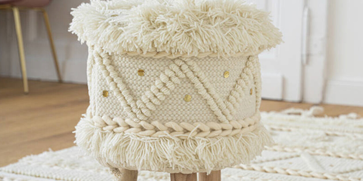 Boho Hocker - Basai 525 Creme - Volero