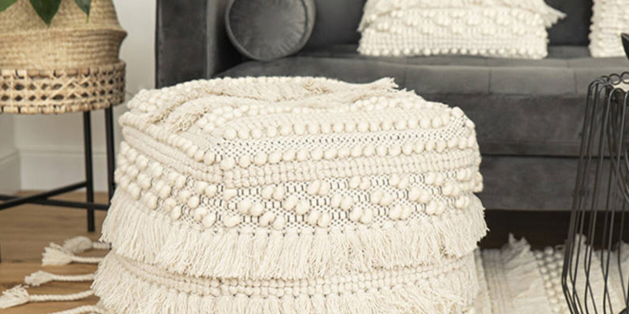 Boho Hocker Würfel - Basai 325 Creme - Volero
