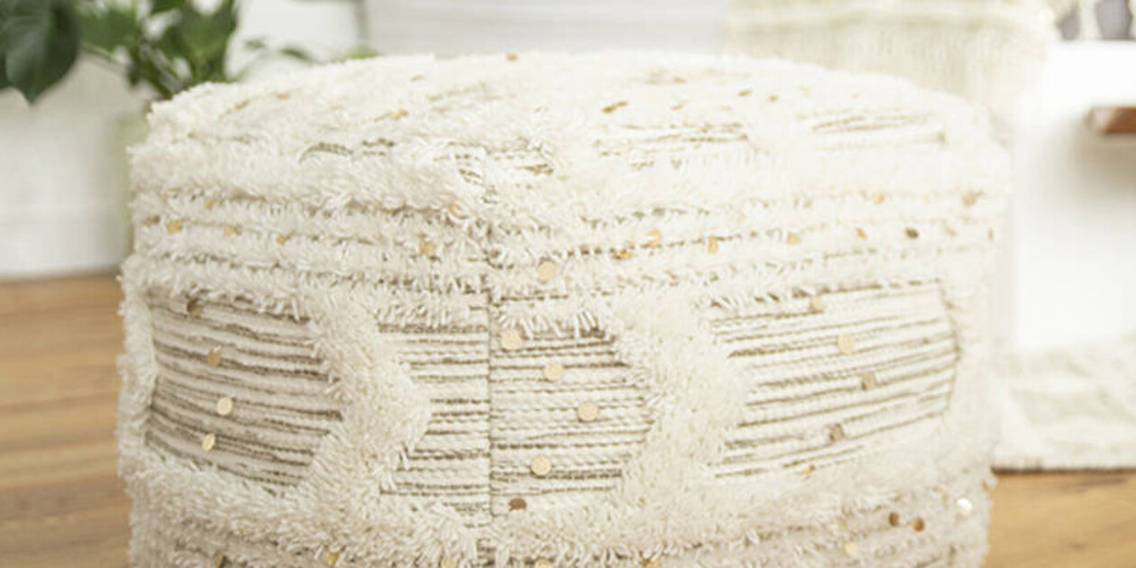 Boho Hocker Würfel - Basai 425 Creme Grün - Volero