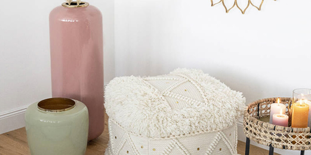 Boho Hocker Würfel - Basai 525 Creme - Volero
