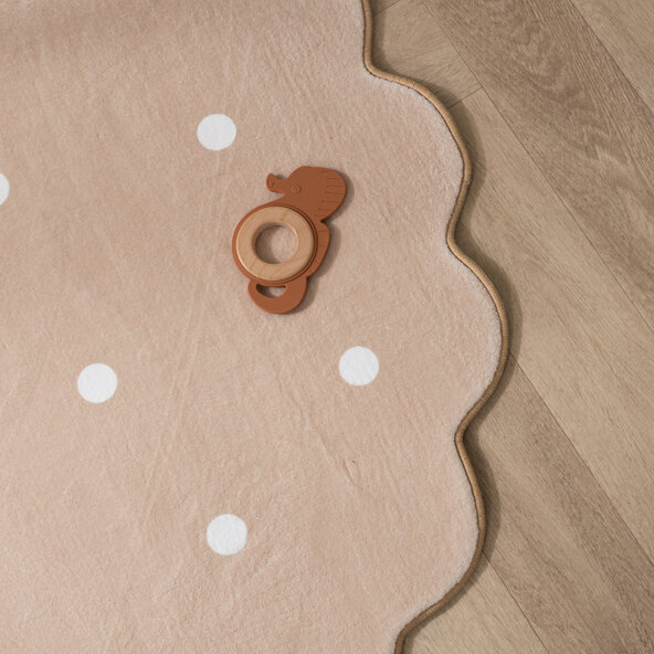 Teppich Kinderzimmer Rund - Cloudy Dots Beige